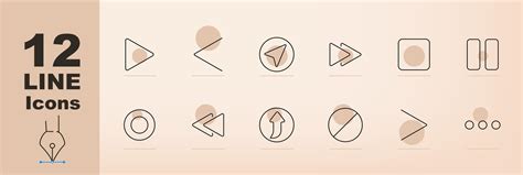 Media Control Set Icon Play Pause Stop Record Forward Backward