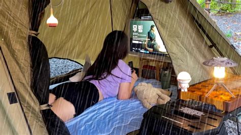 폭우 속 ☔️ 나혼자 텐트에서 뒹굴뒹굴 “무빙” 보고 남산돈까스가 땡겨 돈까스 뚝딱 했졸~ 솔로 우중캠핑 Asmr Youtube