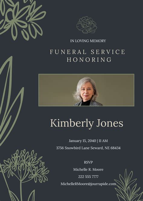 Free Sample Communication Funeral Invitation Template To Edit Online