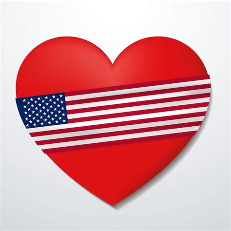Corazón con bandera de estados unidos Vector Premium