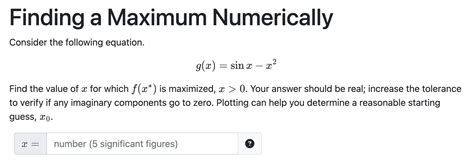 Solved Finding A Maximum Numerically Consider The Following