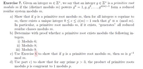 Exercise Given An Integer Minz We Say That An Chegg