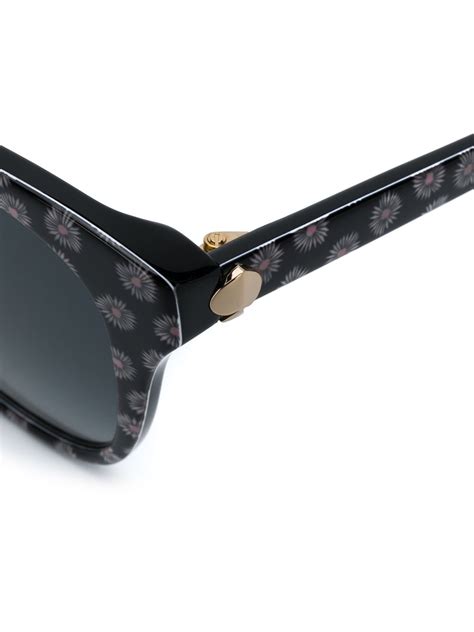 Kate Spade Floral Print Round Sunglasses In Black Modesens
