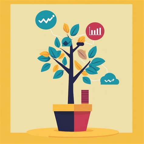 A Stylized Tree With Icons Like Graphs And Clouds Connected To It Represents Growth And