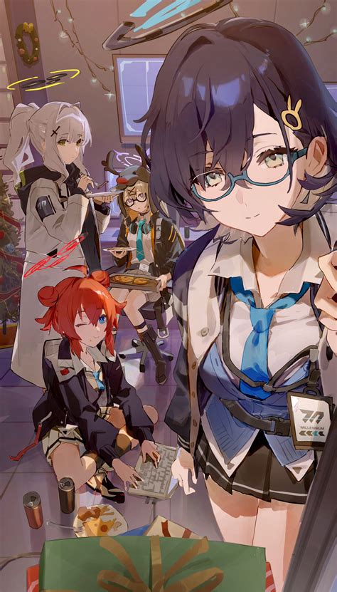 Maki Hare Chihiro And Kotama Blue Archive Drawn By Flatshi Danbooru