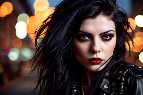 Female Goth Girl Woman Rockstar Emo Style Premium Ai Generated Image