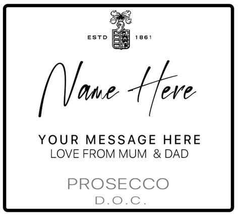 Personalized Prosecco Champagne Wine Label Birthday Champagne Label