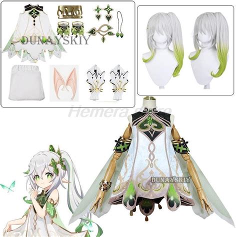 Genshin Impact Cosplay Costume Lesser Lord Kusanali Full Set Dress Ears