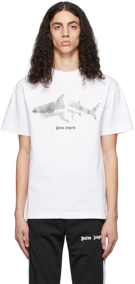 Palm Angels White Shark T Shirt Palm Angels