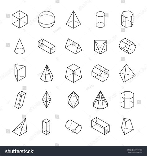 Huge Set 3d Geometric Shapes Isometric Stock Vector Royalty Free 627905159