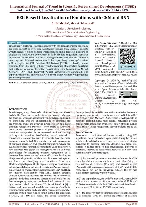 Eeg Based Classification Of Emotions With Cnn And Rnn Pdf