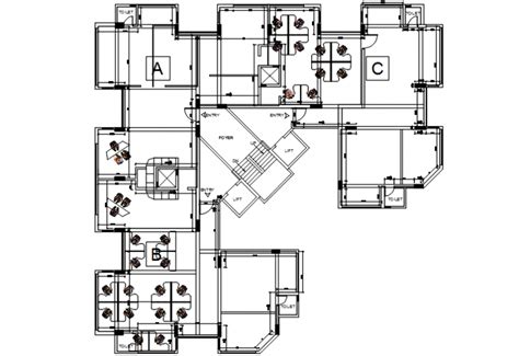 Cad Drawings Of Office Building 2d View Layout Autocad Software File