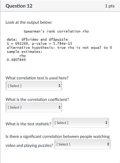 Solved Look At The Output Below Spearman S Rank Correlation Chegg