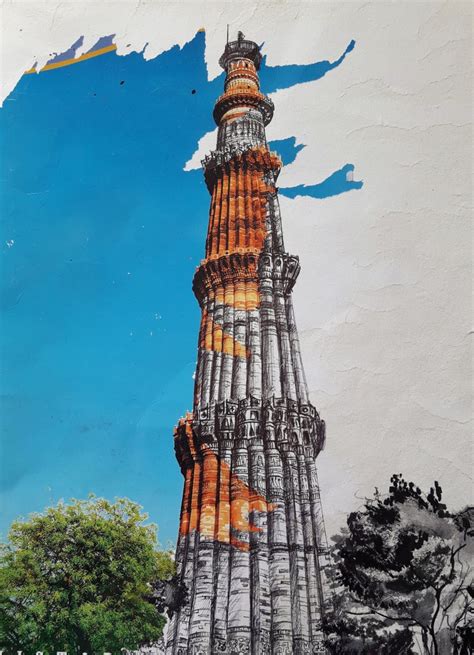 Drawing Qutub Minar By Dreamy Robin Ourartcorner