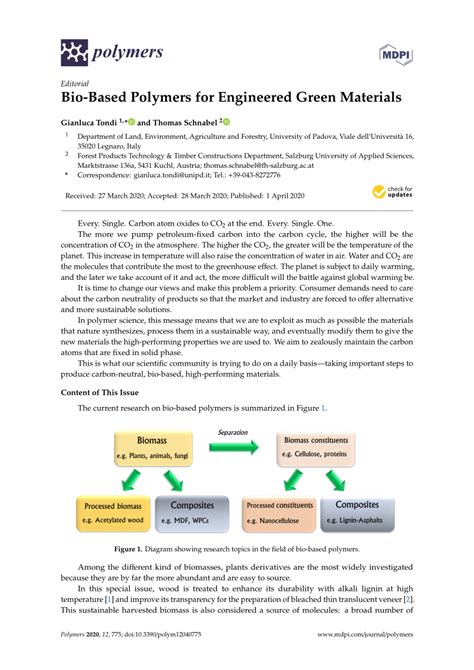 Pdf Bio Based Polymers For Engineered Green Materials