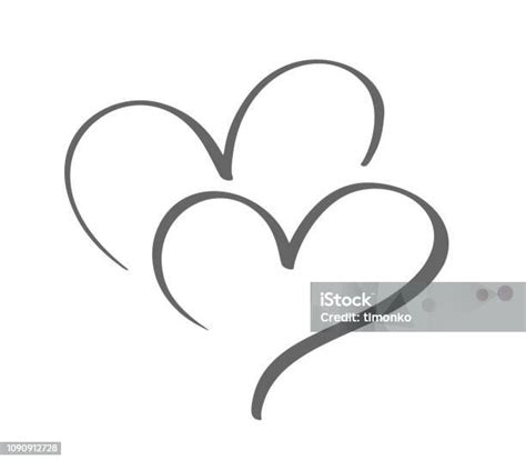 커플 레드 벡터 발렌타인 손으로 그려 붓글씨 두 마음 서 예 글자 그림입니다 휴일 디자인 요소 발렌타인입니다 웹 결혼식 및 인쇄에 대 한 아이콘 사랑 장식 절연 결혼식에