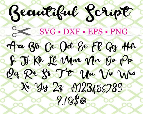 Beautiful Script Svg Font Cricut And Silhouette Files Svg Dxf Eps Png Monogramsvg Com By Svg Designs