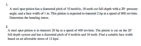 Solved Angle And A Face Width Of In This Pinion Is Chegg