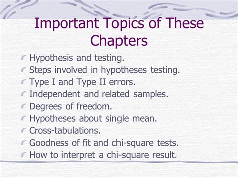 CHAPTERS HYPOTHESIS TESTING AND DETERMINING AND INTERPRETING BETWEEN