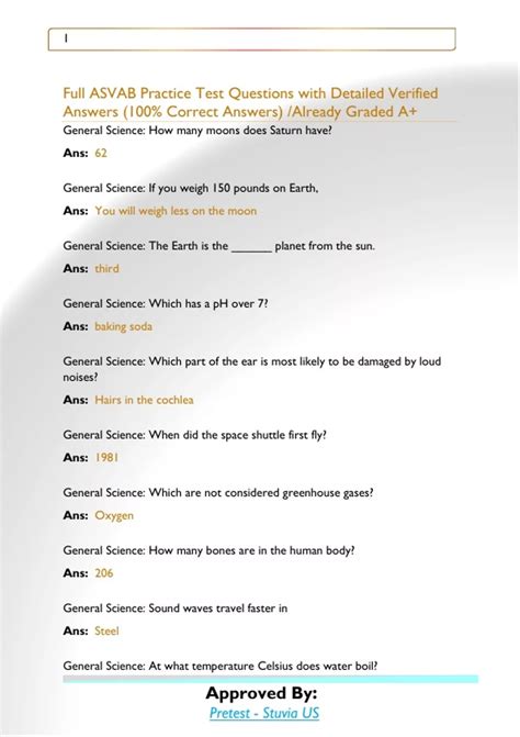 Full Asvab Practice Test Questions With Detailed Verified Answers 100 Correct Answers