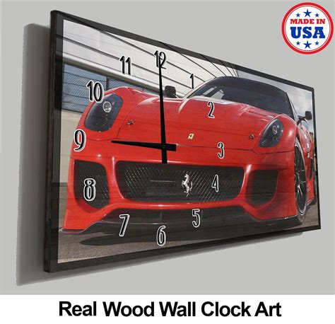 Race Care Wall Clock Fast Red Sport Car Front End Photo Wood Wall Clock