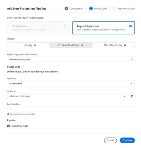 Add A Non Production Pipeline Adobe Experience Manager
