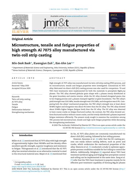 PDF Microstructure Tensile And Fatigue Properties Of High Strength