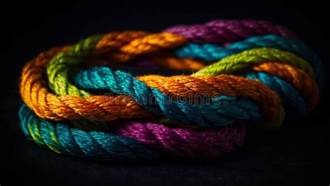 Hemp Rope Threads Of Various Colors Knotted Together Concept Of