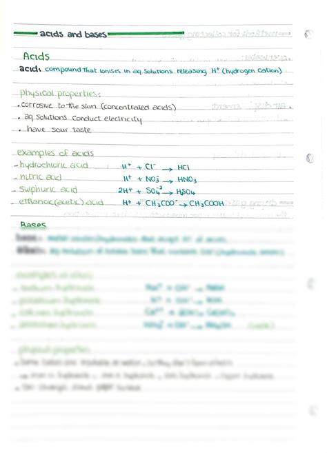 SOLUTION: Acids bases summarysheet - Studypool