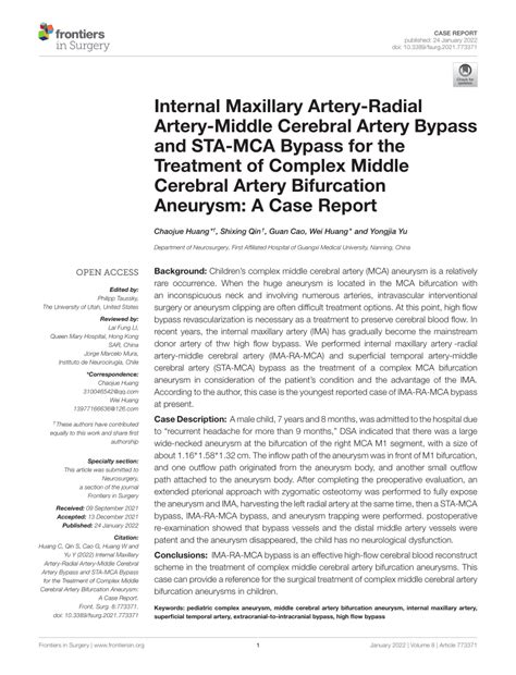 Pdf Internal Maxillary Artery Radial Artery Middle Cerebral Artery