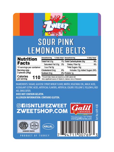 Pink Lemonade Sour Belts 10 Oz Zweet Zweet Shop
