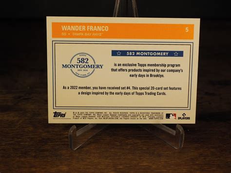 2022 Topps 582 Montgomery Wander Franco Tampa Bay Rays Rc 5 Rookie