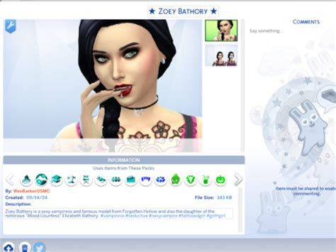 Vampire Zoey Bathory 92124 Update The Sims 4 Sims Loverslab
