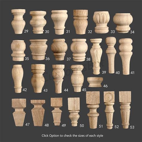 Unpainted Wood Carved Furniture Legs 1pc Cabinet Leg Table Feet