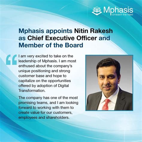 Appoints Nitin Rakesh As Chief Executive Officer And Member Of Board Welcome To The Mphasis