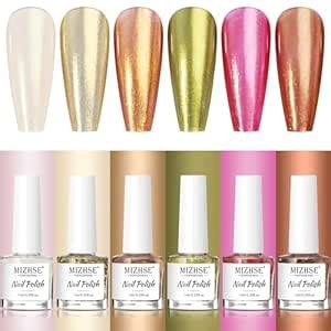 Amazon MIZHSE Nail Polish Set Mermaid Pearl Nail Polish 6 Colors