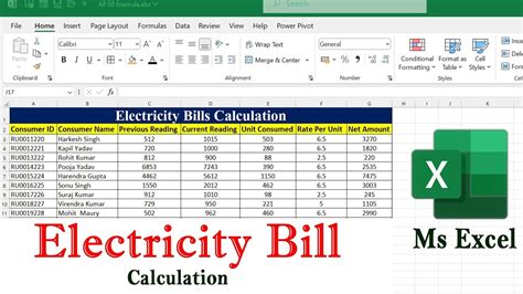 electricity bill calculation in microsoft excel electricity bill
