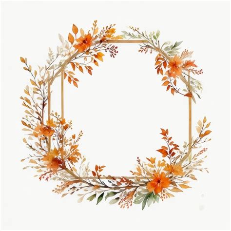 Premium Photo Elegant Wreath With Watercolor Flowers