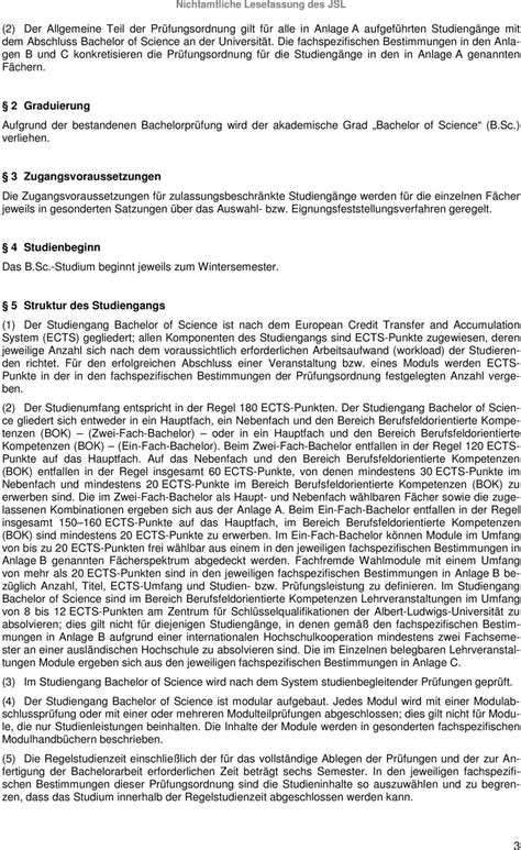 Prüfungsordnung für den Studiengang Bachelor of Science B Sc PDF