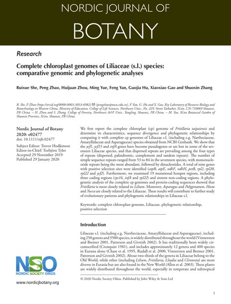 Pdf Complete Chloroplast Genomes Of Liliaceae Sl Species