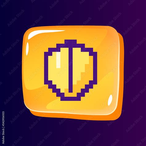 Shield Glossy Ui Button With Pixelated Color Icon Cyber Security Improvement Antivirus