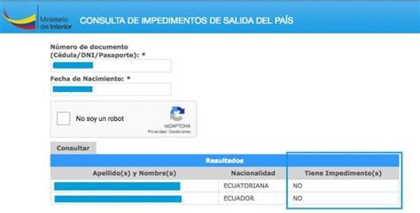 Consultar Impedimento De Salida Del País Ecuador Simiec