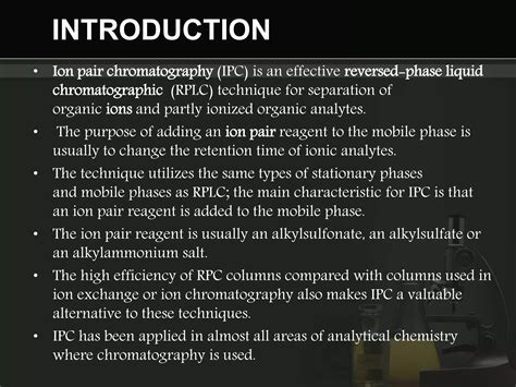 Ion Pair Reversed Pair Liquid Chromatography Pptx Chemistry Science