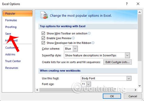Cách đổi Thư Mục Lưu File Excel Mặc định