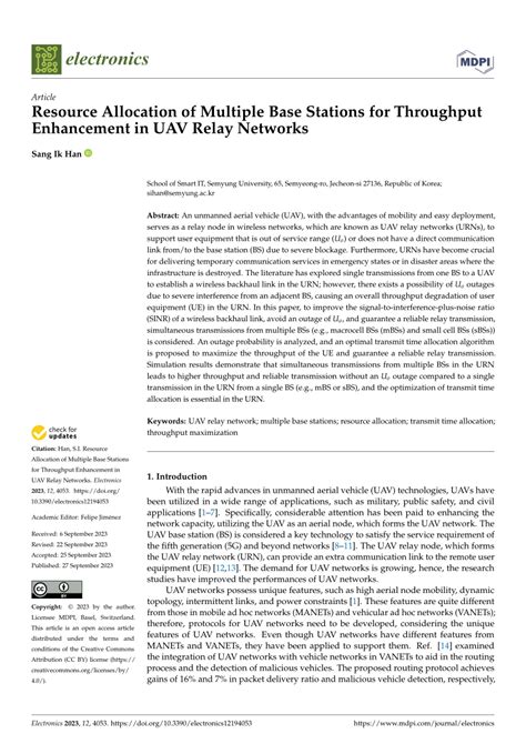 Pdf Resource Allocation Of Multiple Base Stations For Throughput Enhancement In Uav Relay Networks