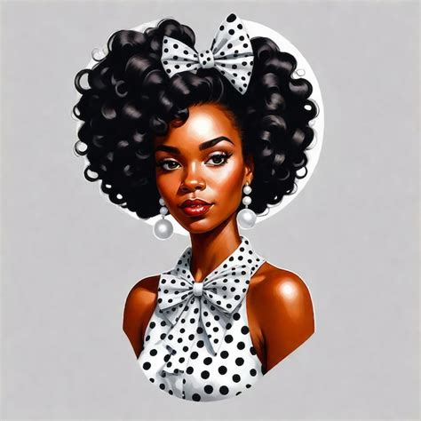 Premium Photo A Drawing Of A Woman With Black Hair And A Bow