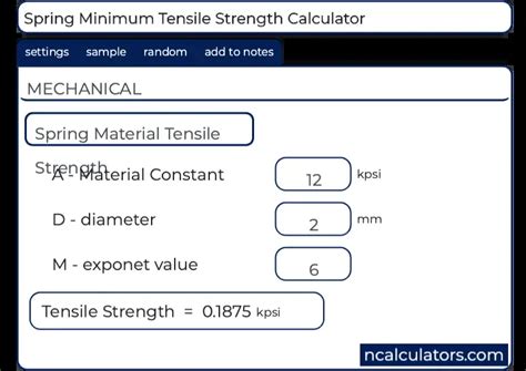 Spring Minimum Tensile Strength Calculator