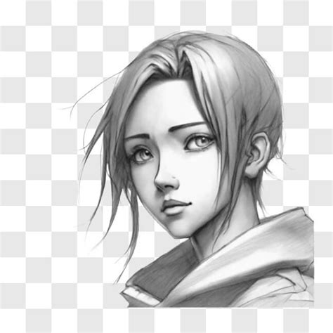 Descarga Dibujo De Anime En Blanco Y Negro De Una Chica Con Pelo Rubio