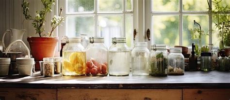 Premium Ai Image Swedish Kitchen Housing Pitchers And Glass Jars