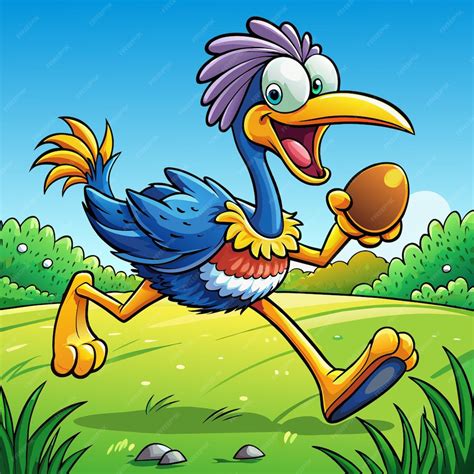 Un Dibujo De Dibujos Animados De Un Pájaro Con Un Pico Azul Y Un Pico Amarillo Vector Premium